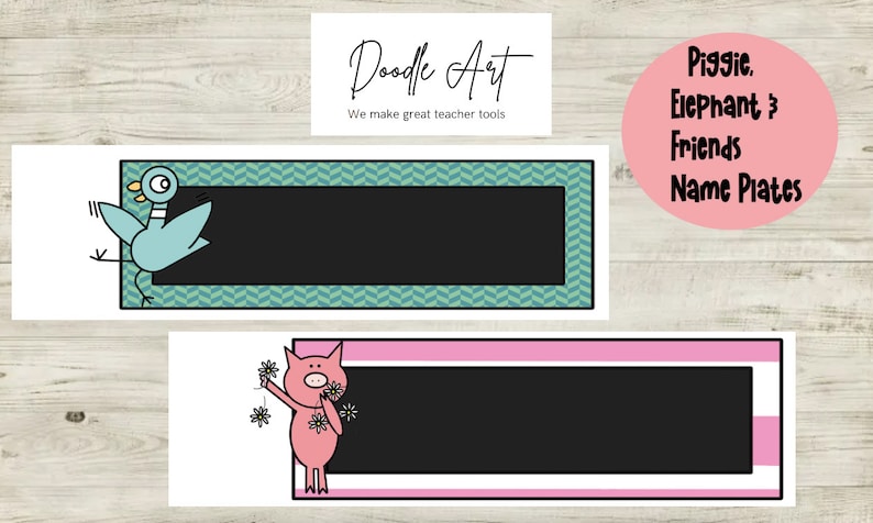 Piggie, Elephant and Friends - Desk Nameplates - Printable/ Editable - Etsy