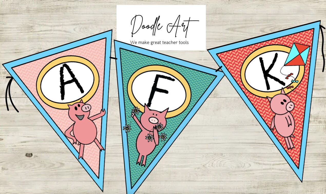 Piggie, Elephant and Friends Alphabet Bunting - A-Z - Etsy