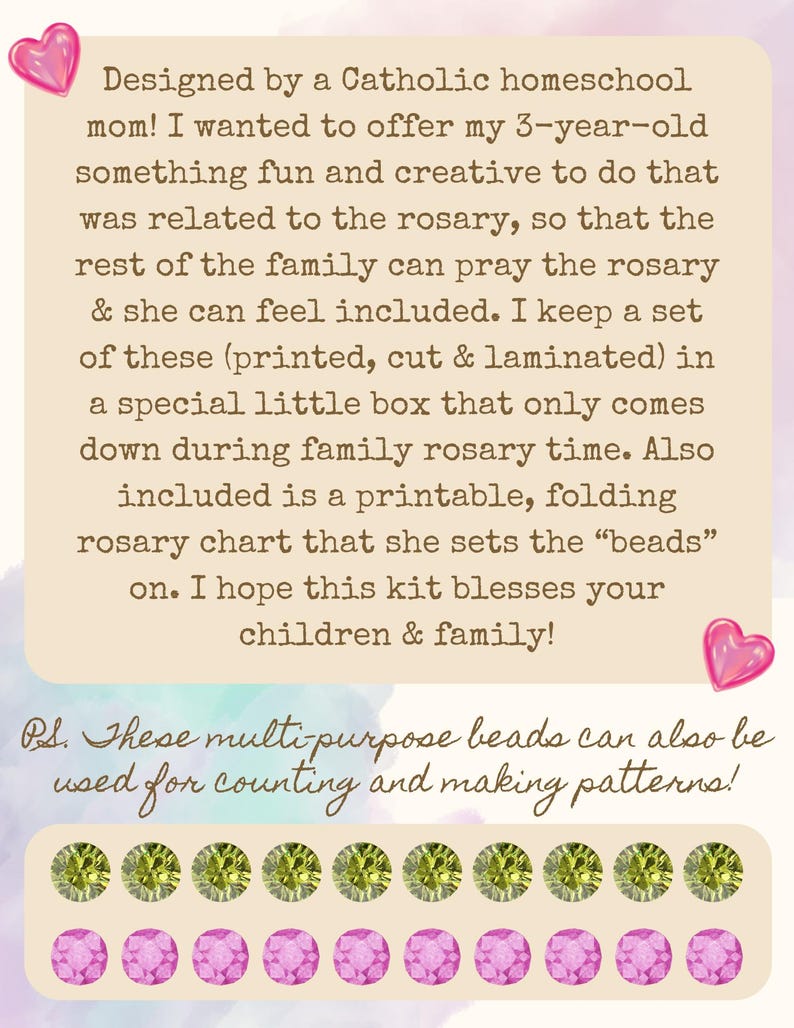 Printable Catholic Preschool “build a Rosary” Activity – 10 Rosary Bead ...