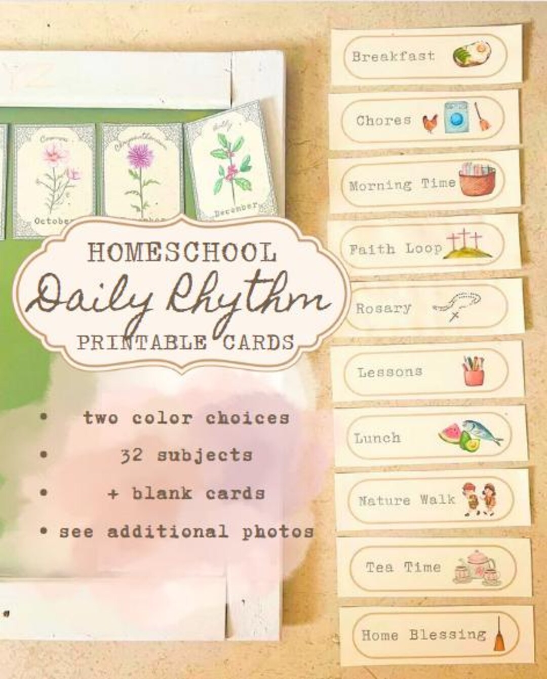 Homeschool Daily Rhythm Cards PDF Download by Rachael Rose Zoller ...