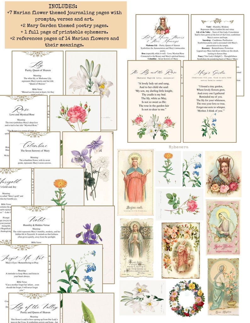Catholic Liturgical Mary Garden May Journaling Kit | Marian Flower ...