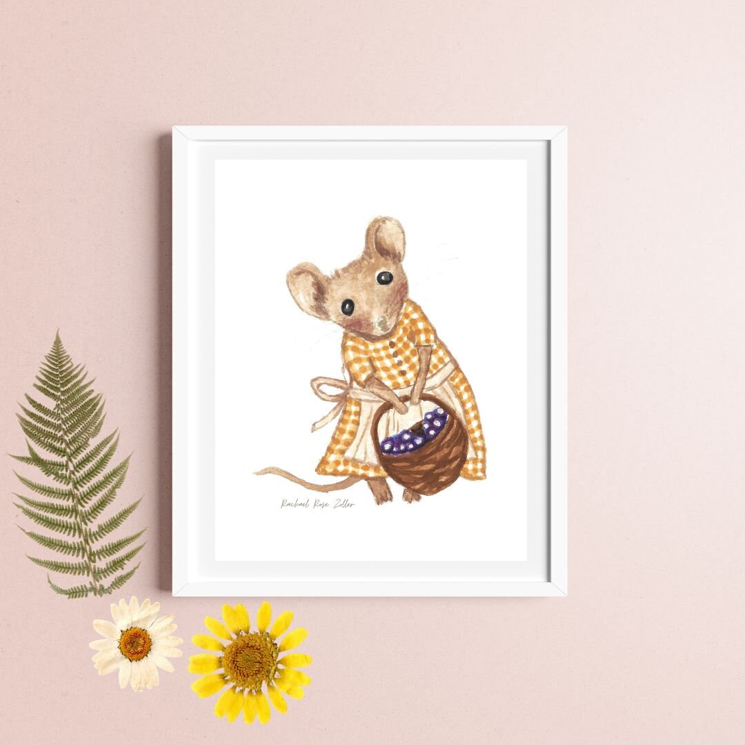 Hazel Mouse 4x6 Print Watercolor Mouse Illustration by Rachael Rose ...
