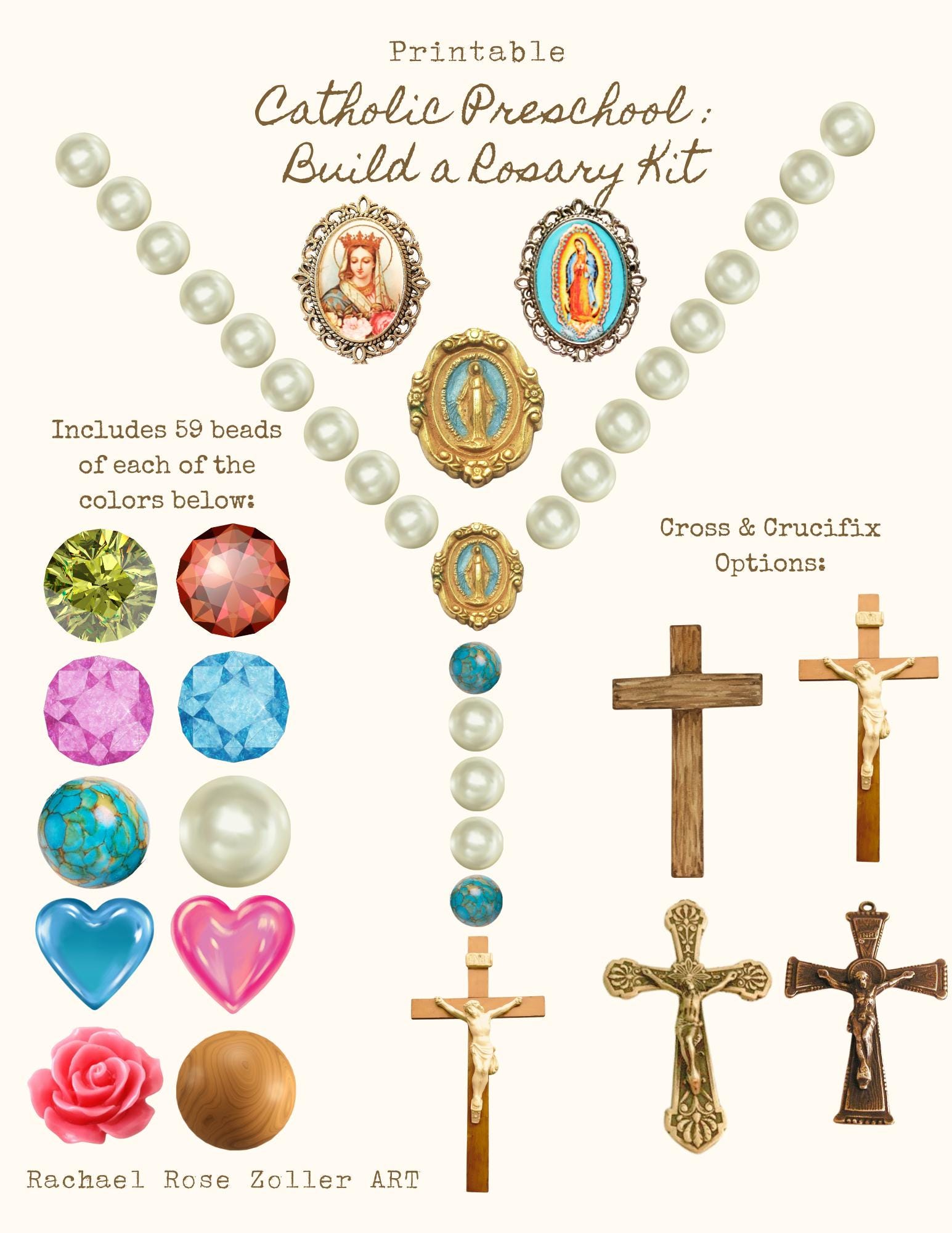 Printable Catholic Preschool “build a Rosary” Activity – 10 Rosary Bead ...