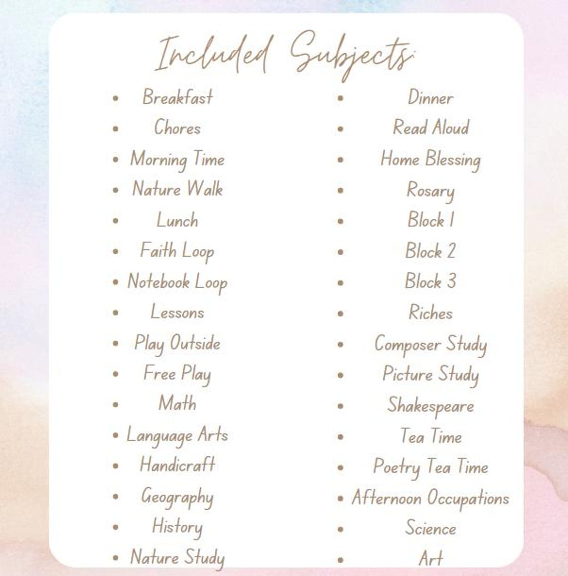 Homeschool Daily Rhythm Cards PDF Download by Rachael Rose Zoller ...