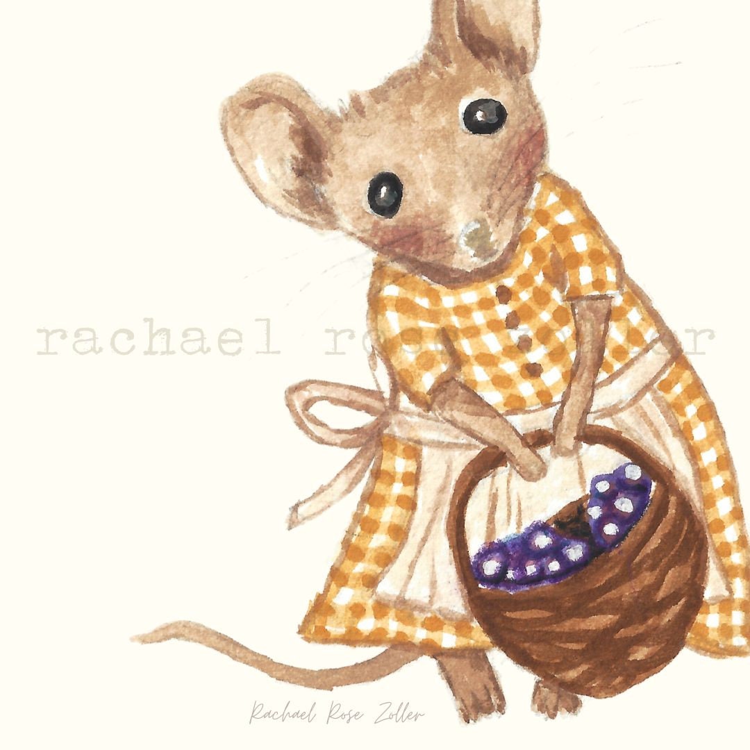 Hazel Mouse 4x6" Print Watercolor Mouse Illustration by Rachael Rose ...