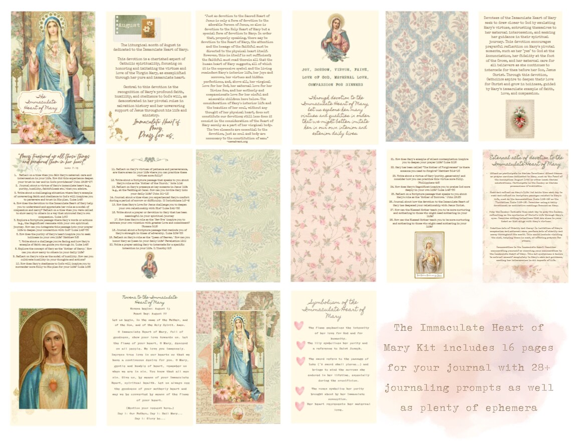 August Immaculate Heart of Mary Printable Catholic Liturgical ...