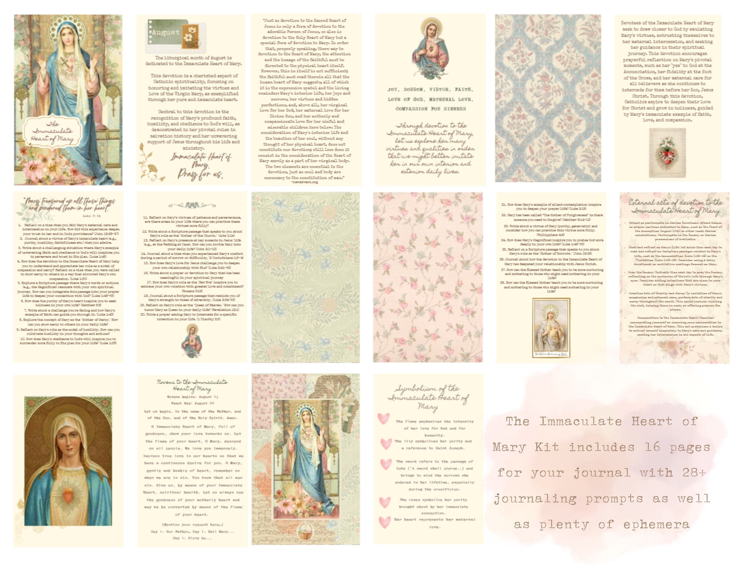 August Immaculate Heart of Mary Printable Catholic Liturgical ...