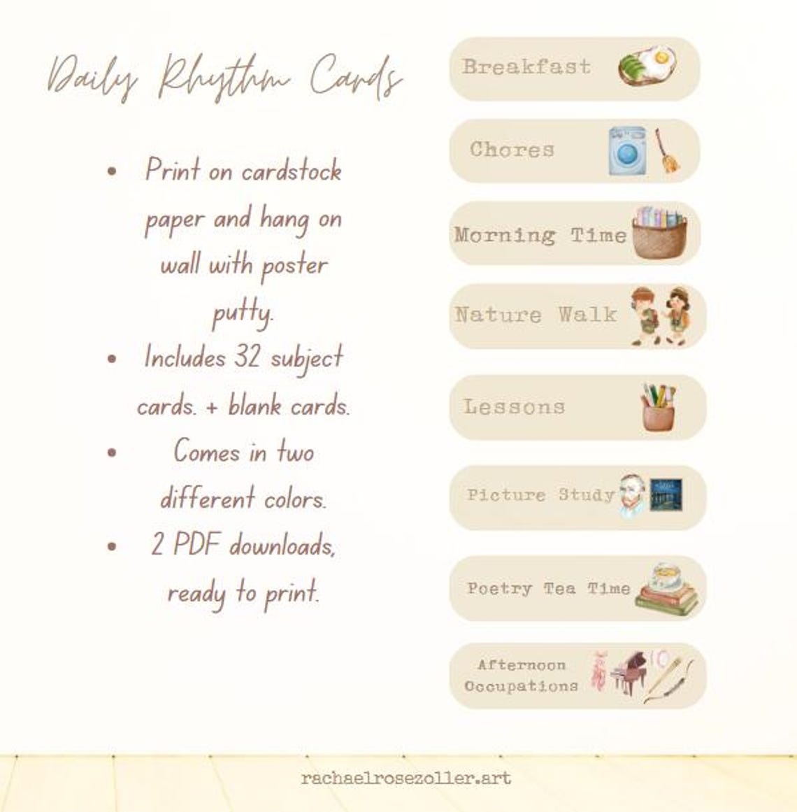Homeschool Daily Rhythm Cards PDF Download by Rachael Rose Zoller ...