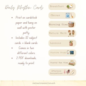 Homeschool Daily Rhythm Cards PDF Download by Rachael Rose Zoller ...