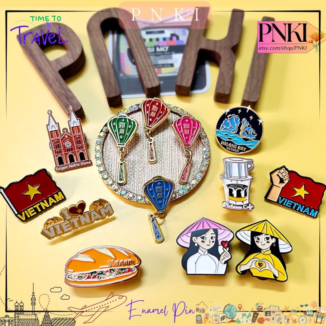 Vietnamese Culture Pin, Vietnam Tourist Places Enamel Pin, Banh Mi Pin ...