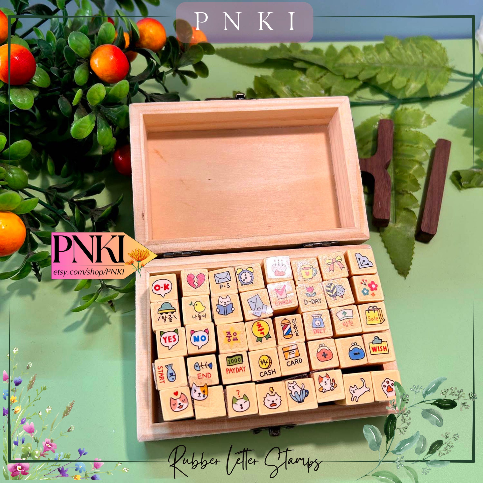 Mini Letter Stamps Set, Cat Cute Stamp, Icon Love Happy Diary Stamp ...