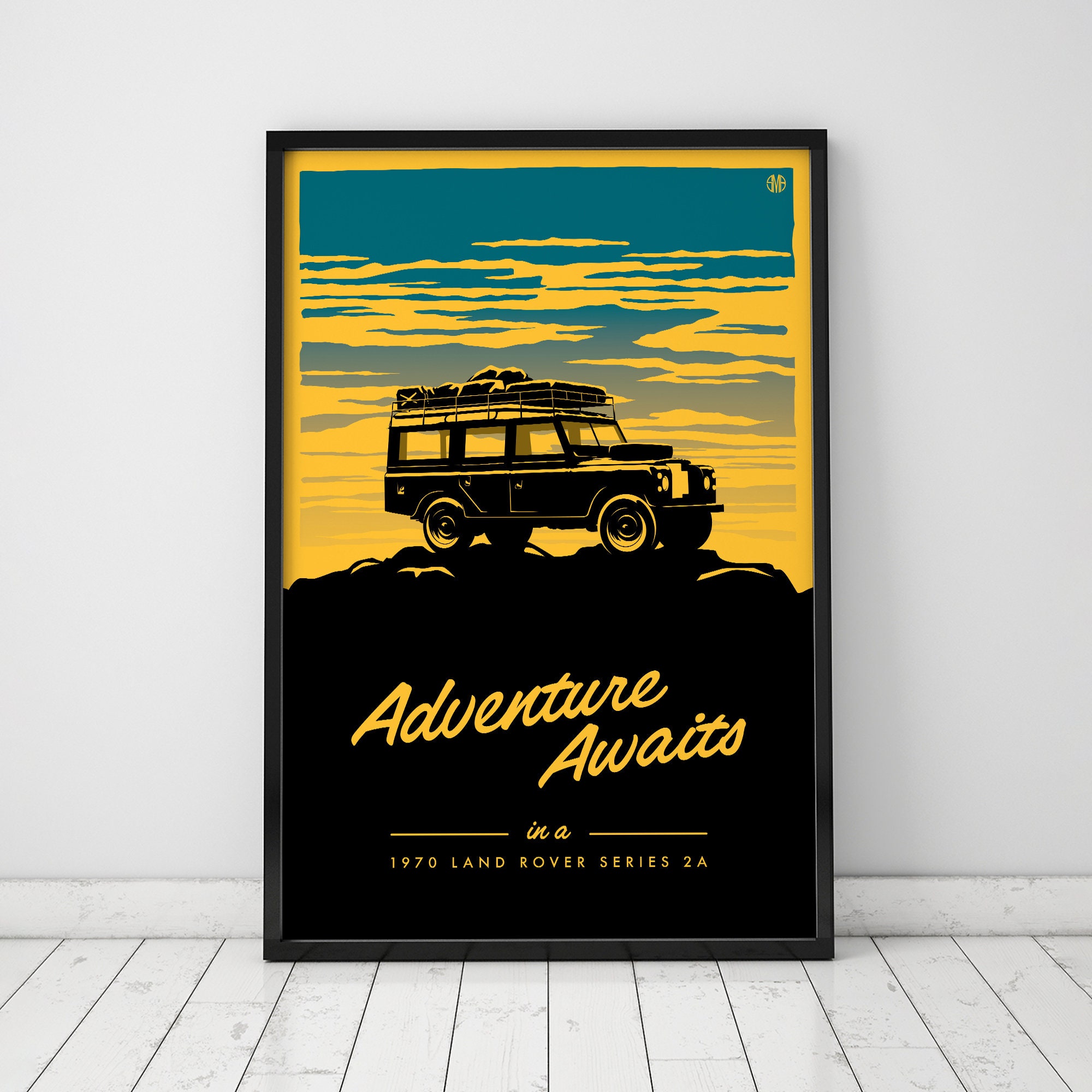 Adventure Awaits Land Rover Poster, Rover, Illustration, Wall Decor ...