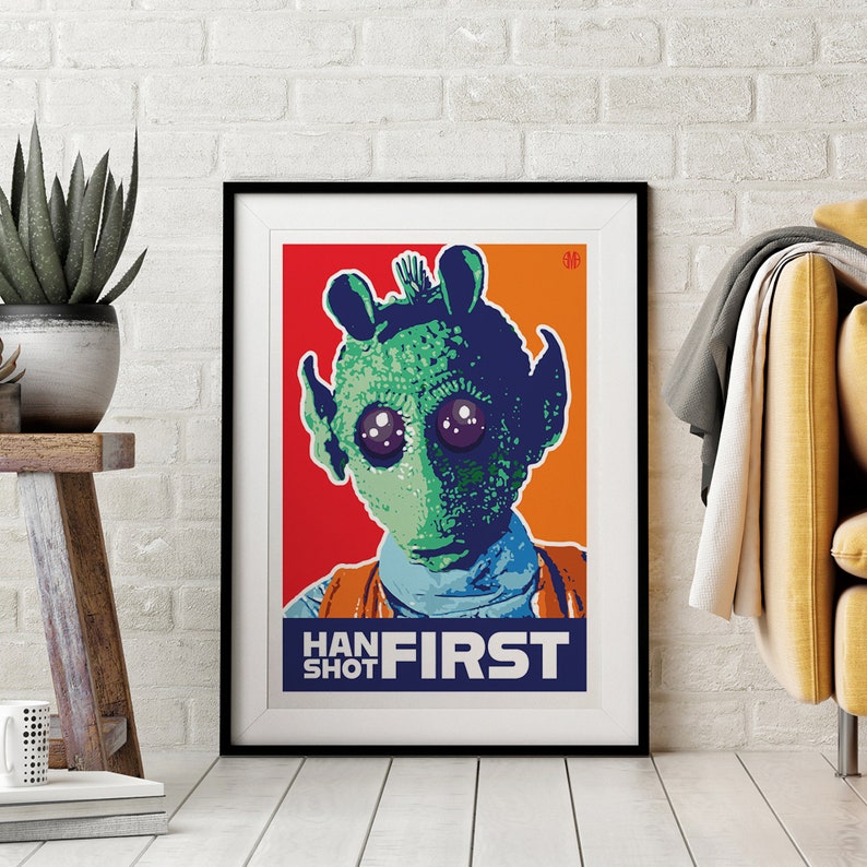 Greedo, Han Shot First, Star Wars Poster, Portrait, Illustration, Art ...