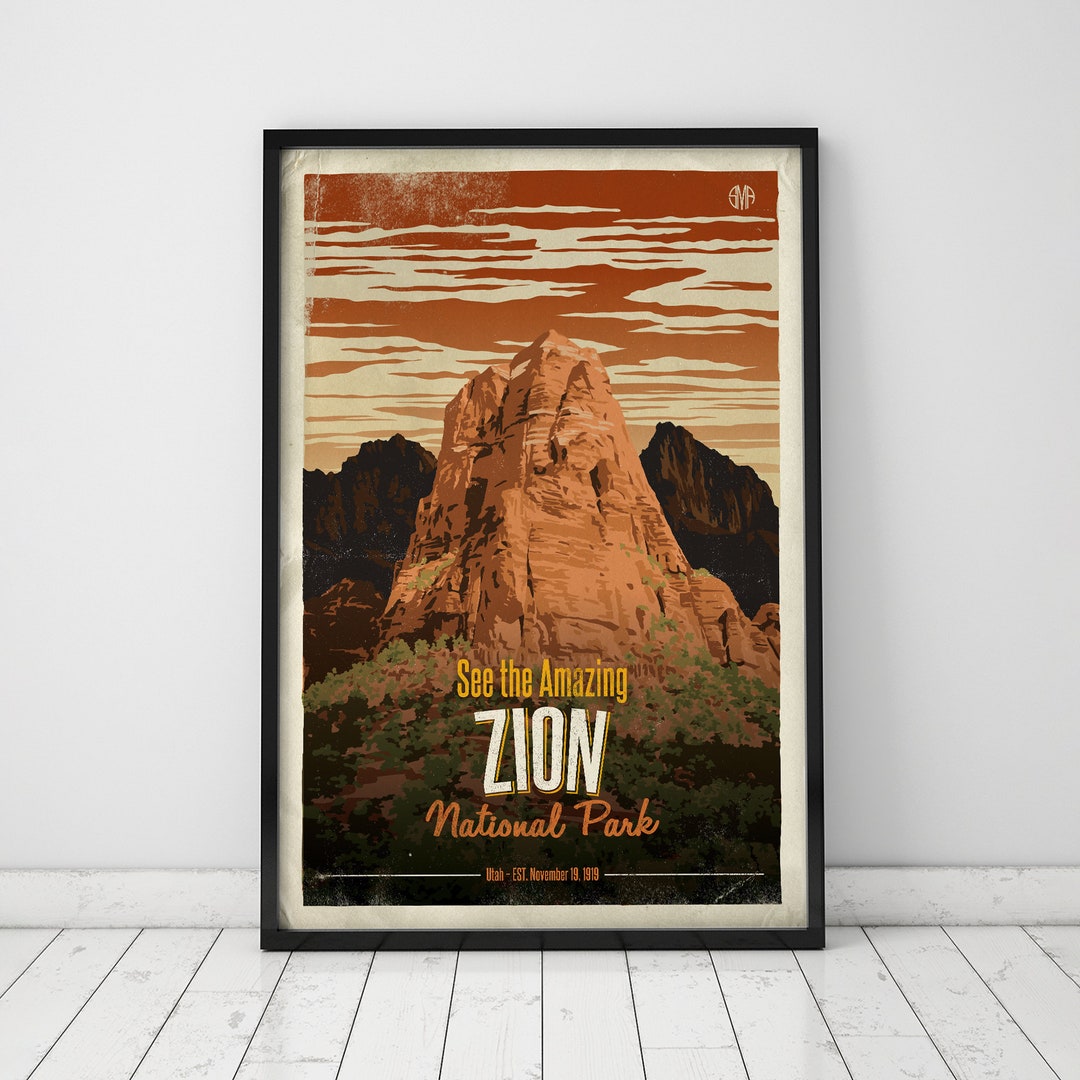 Zion National Park Poster, Zion Art, Zion, National Parks, Art, Wall ...