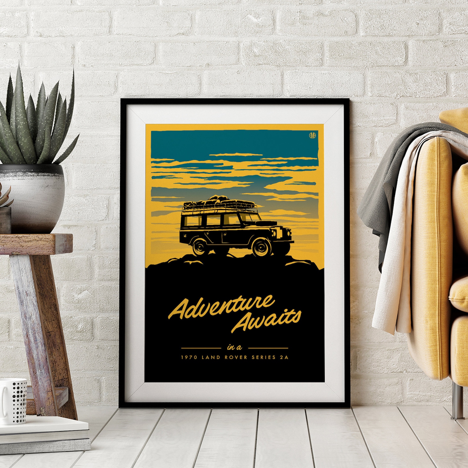 Adventure Awaits Land Rover Poster, Rover, Illustration, Wall Decor ...