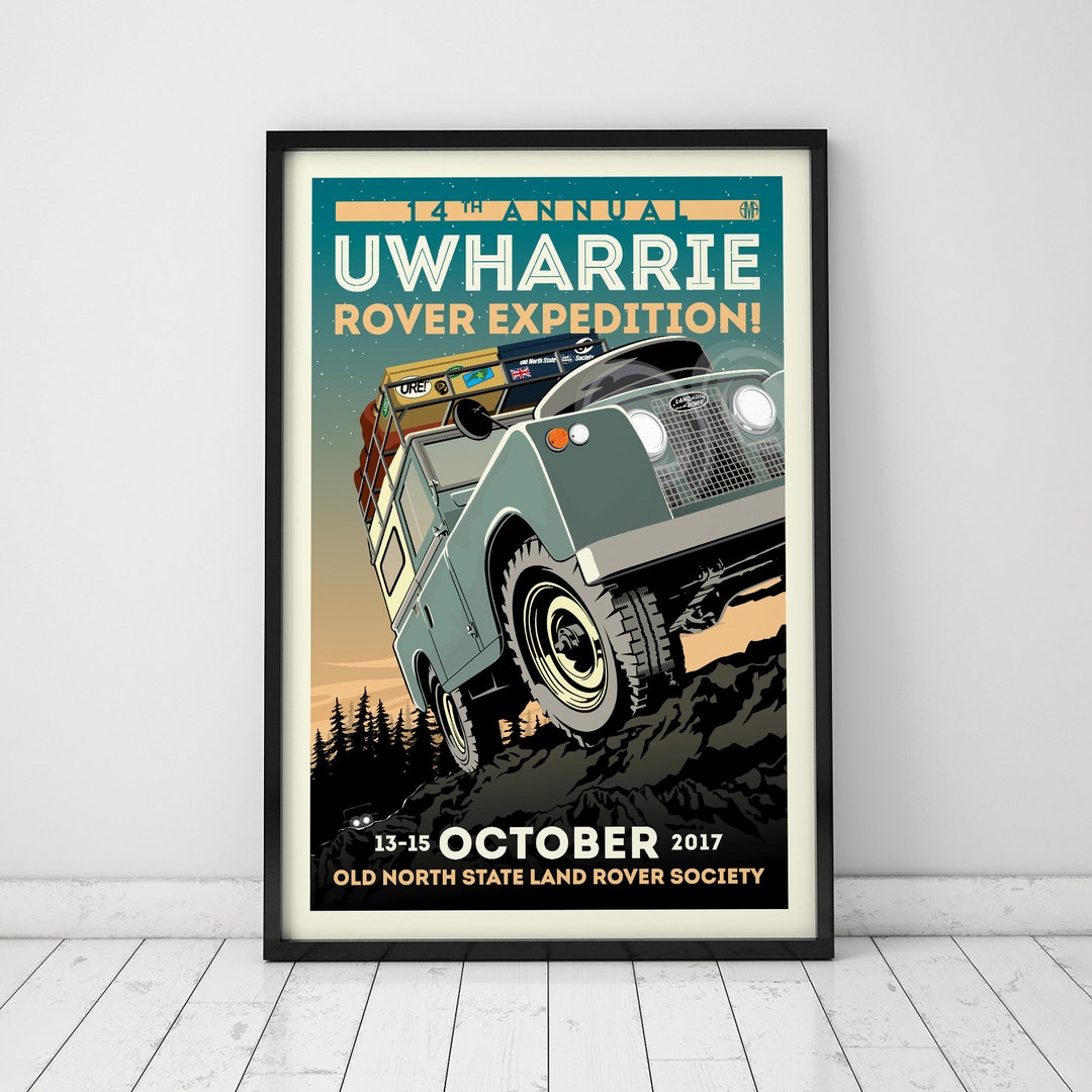 Uwharrie Land Rover Poster 2017, Rover, Illustration, Wall Decor, Land ...
