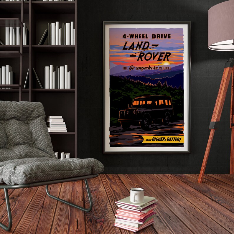 109 Series Land Rover Poster, Rover, Illustration, Wall Decor, Land ...