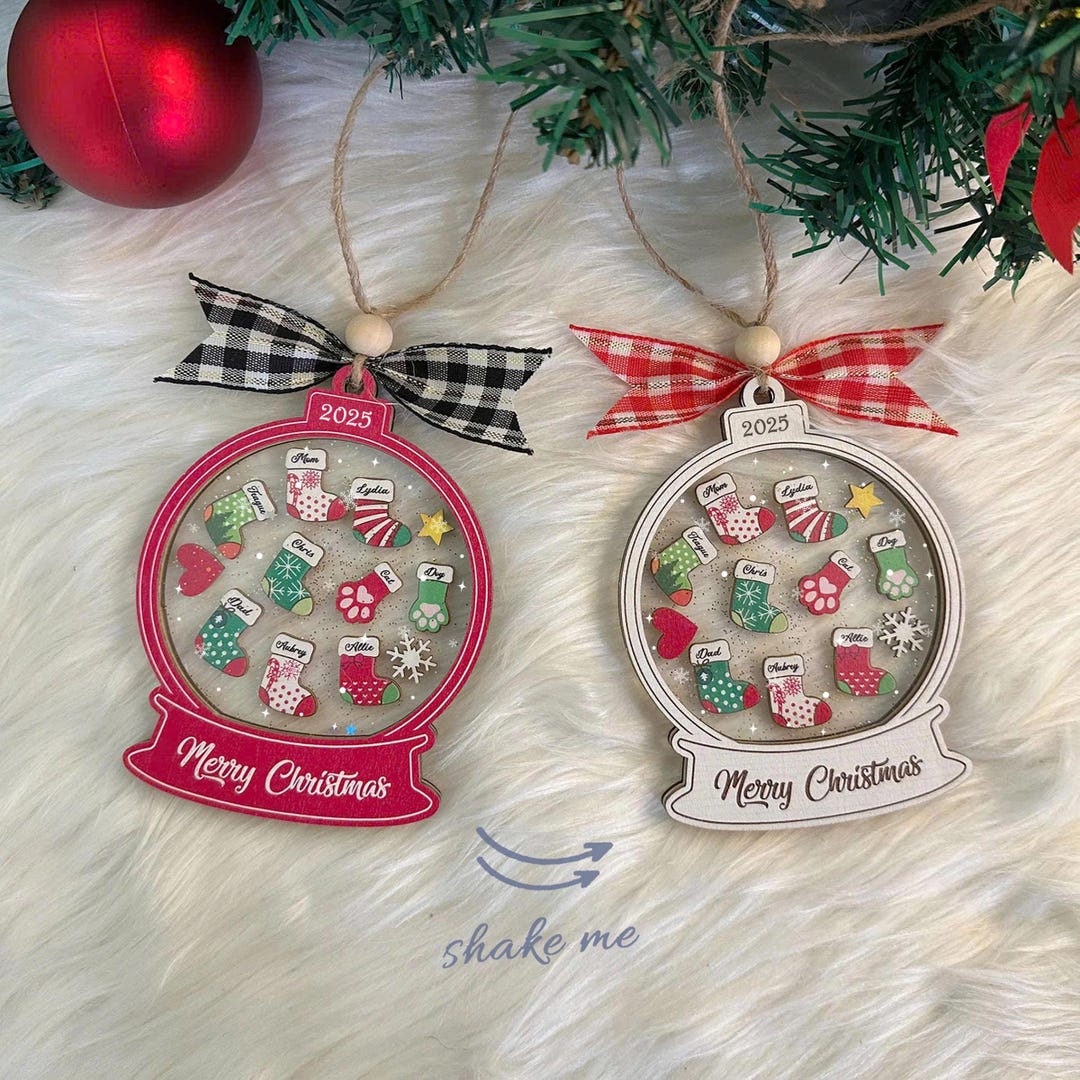 Personalized Family Christmas Stockings Ornament, Custom Family ...
