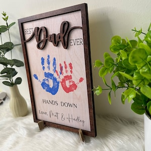 Personalized Hands Down Best Dad Ever, Handprint Sign Fathers Day 2026 ...