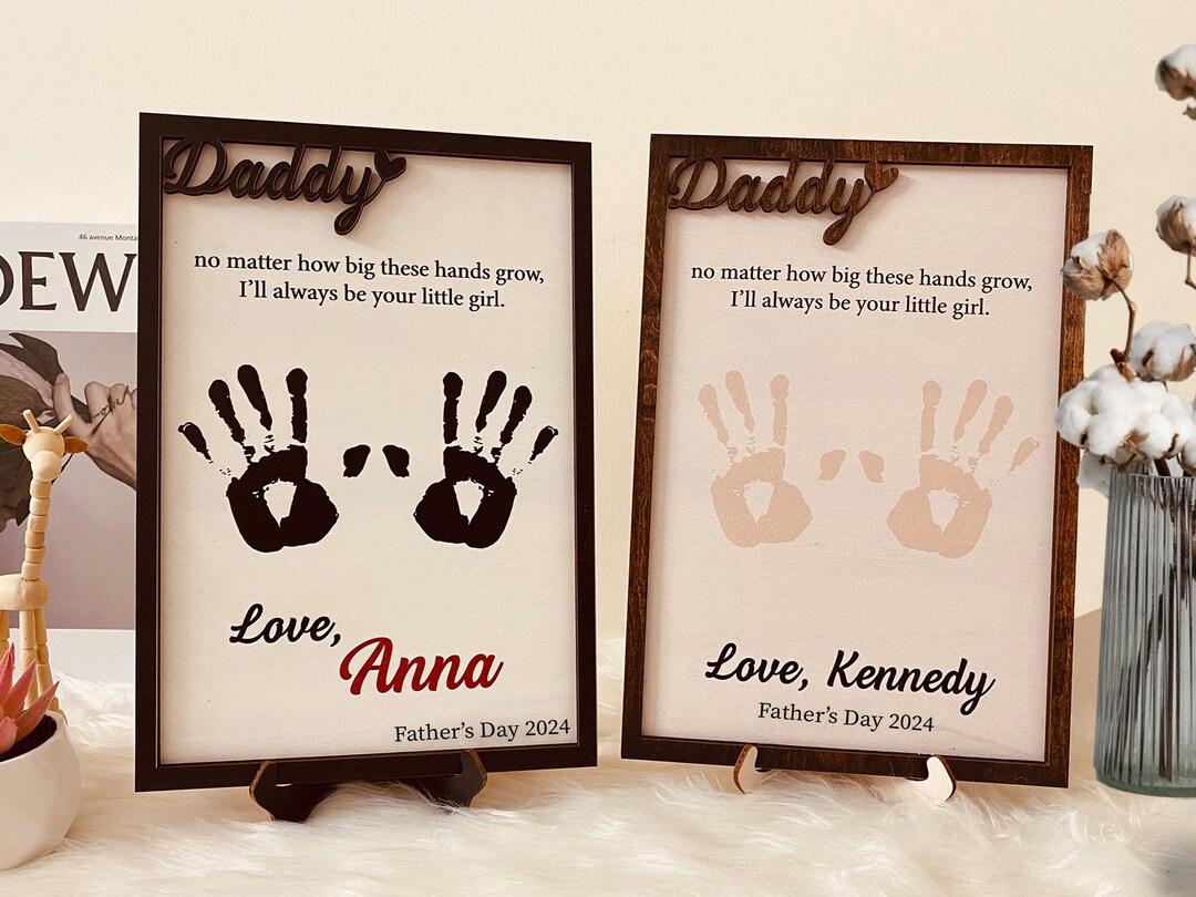 Personalized Kid's DIY Hand Print Sign for Dad's Gift, Father's Day ...