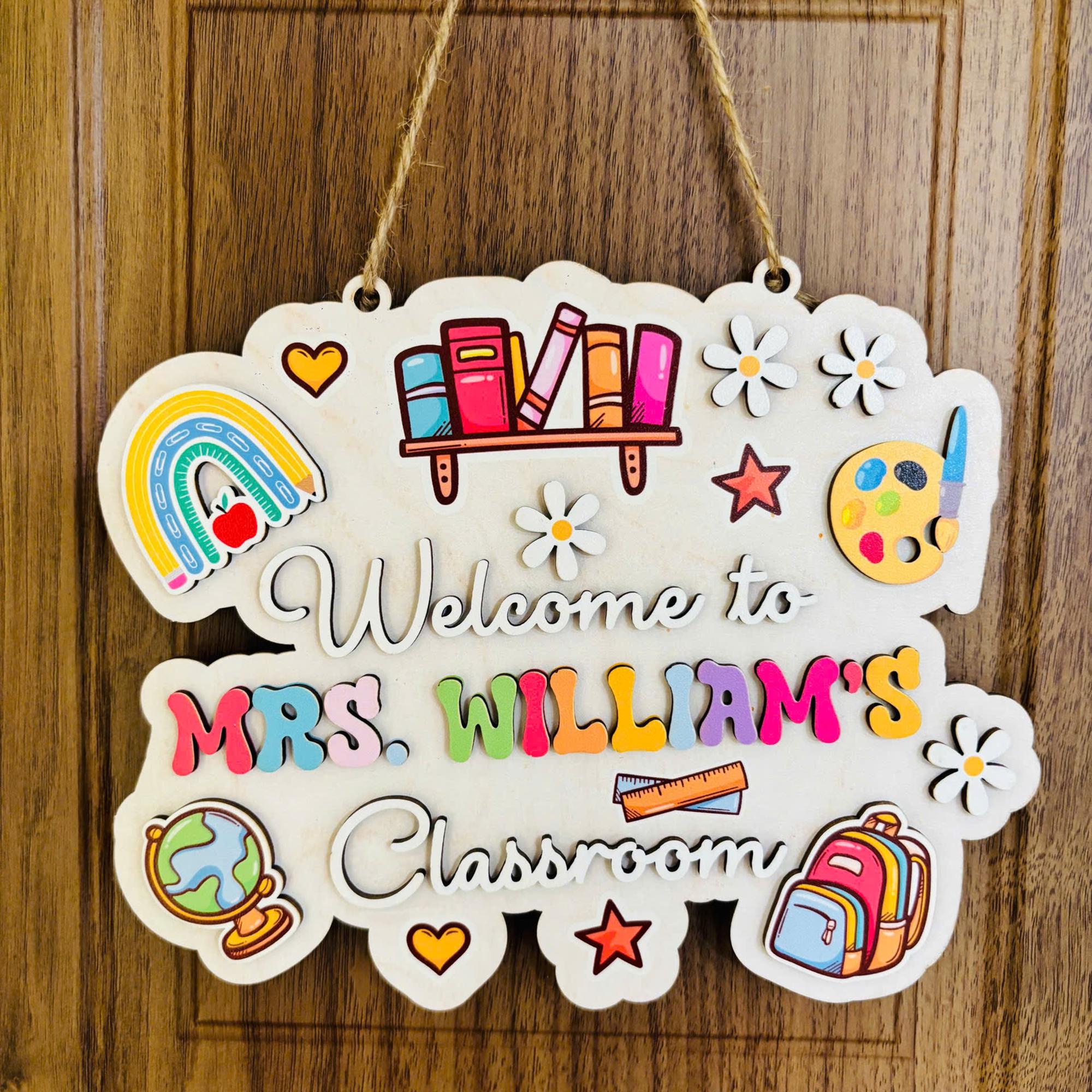 Personalized 3D Teacher Sign, Teacher Door Hanger, Teacher Welcome Sign ...