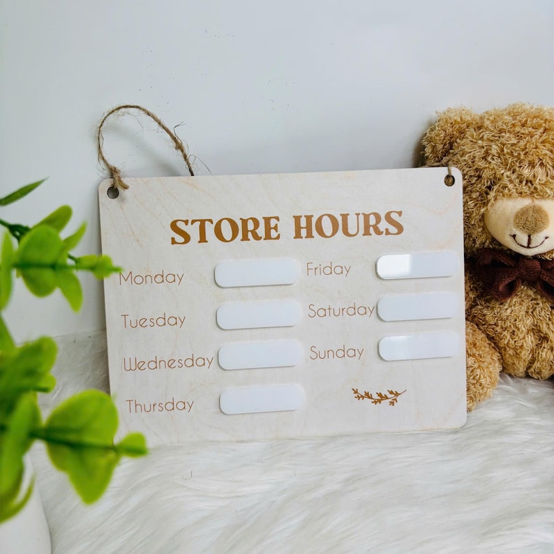 Store Hours Sign With White Marker Board Fields – Business Hours Sign ...