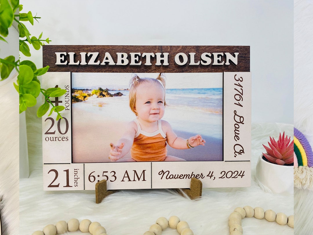 Personalized Wooden Baby Signs, Wooden Frame Printed Photos, Custom ...