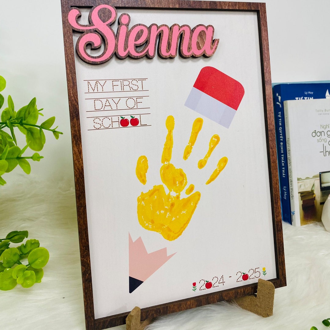 Personalized Back to School Handprint Sign, My First Day Of, Wooden ...