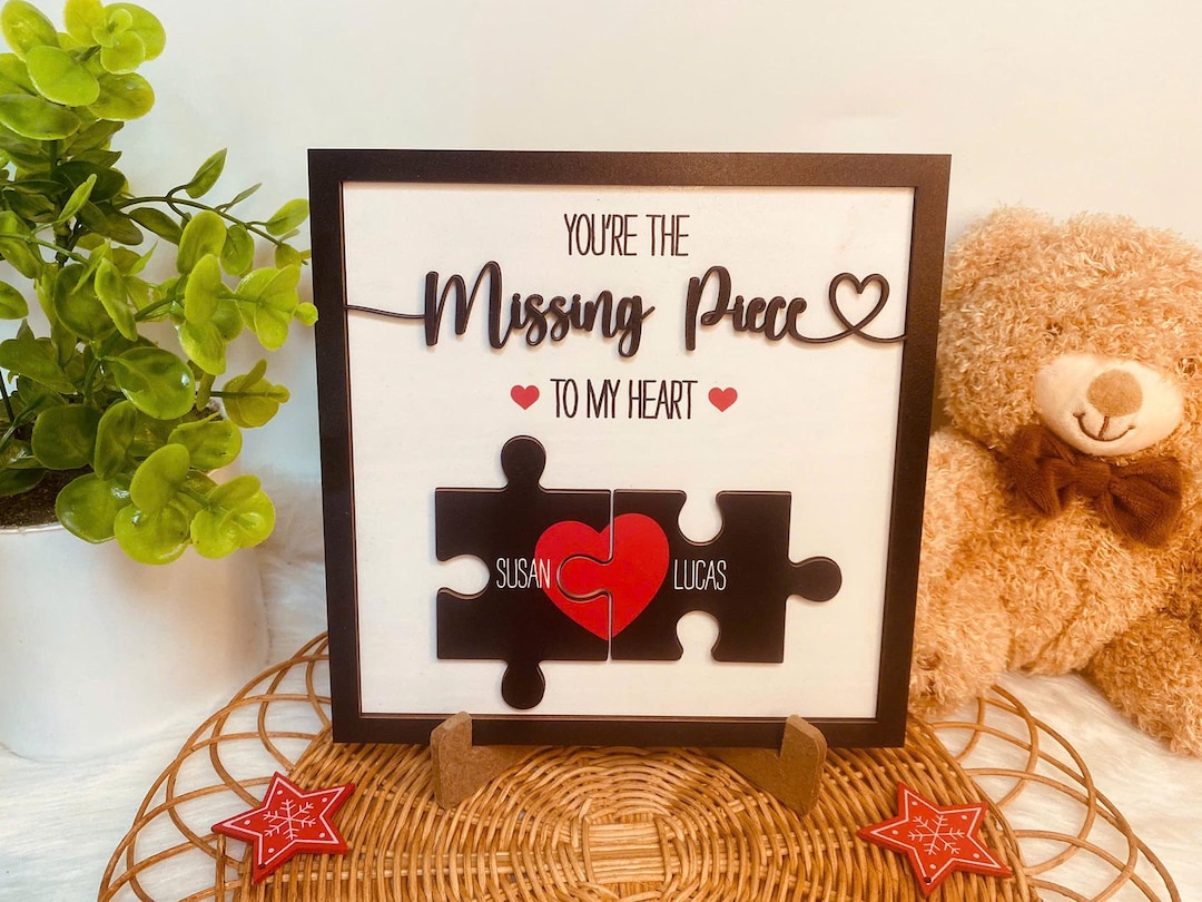 Personalized Couple Heart Plaque, Missing Piece of My Heart, Valentine ...