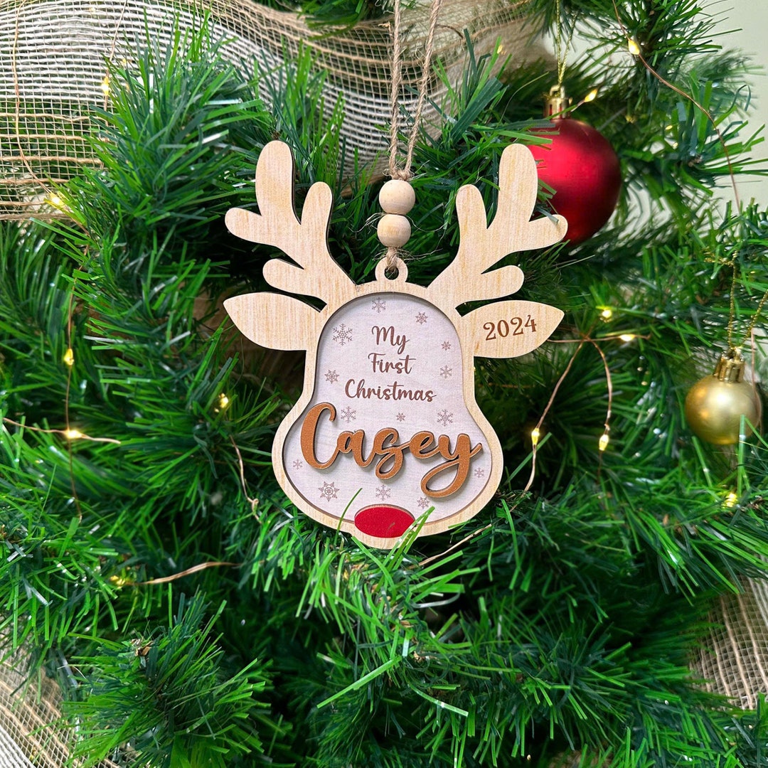 Personalized Reindeer Christmas Ornament, 3D Rudolph Wooden Ornaments ...