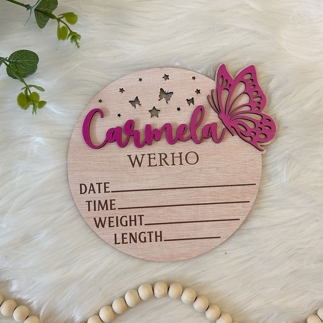 Custom Baby Girl Announcement Sign With Birth Stats, Birth Stat Sign ...