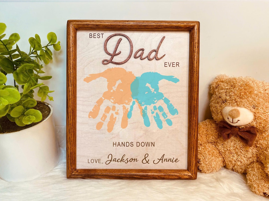 Personalized Kid's DIY Hand Print Sign for Dad's Gift, Father's Day ...