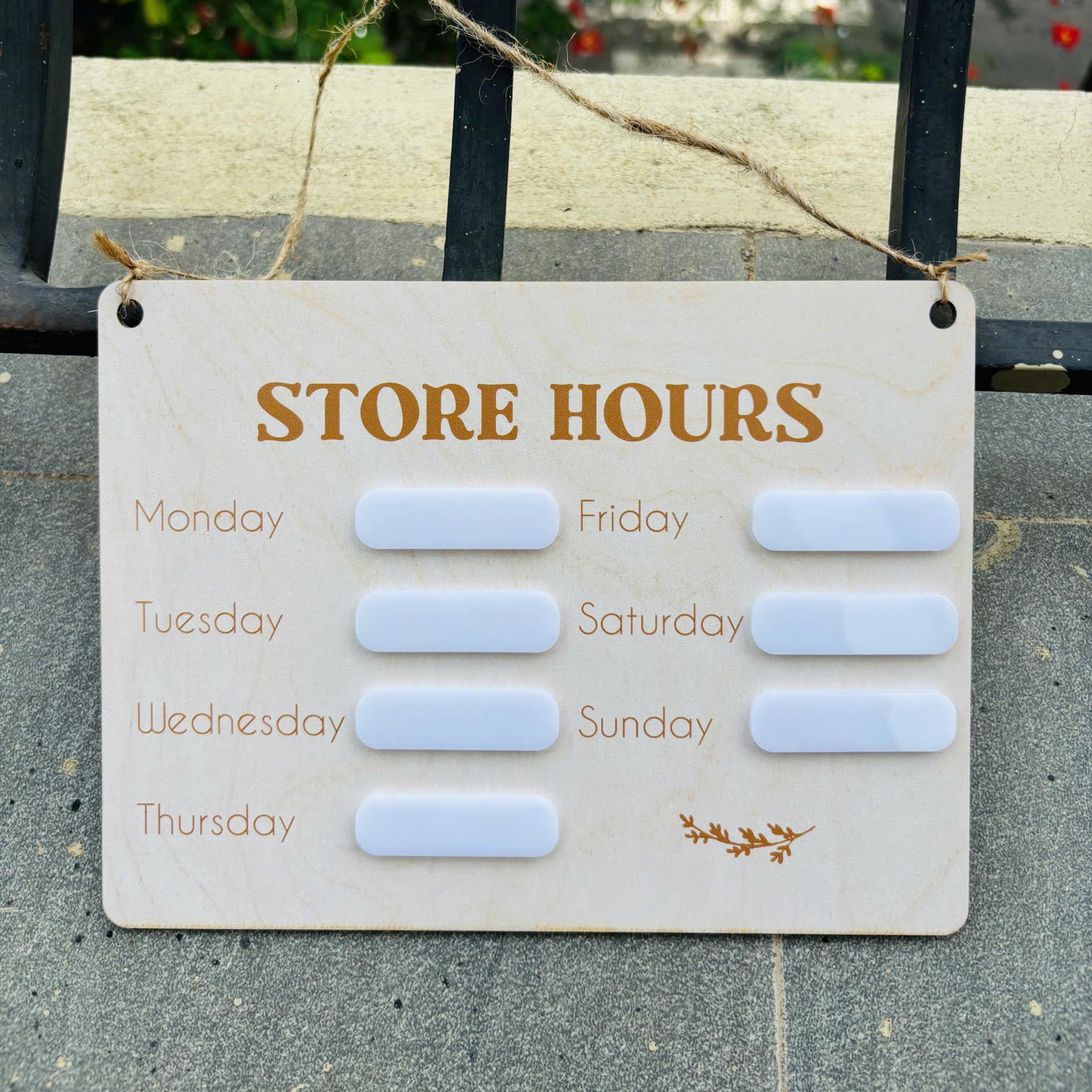 Store Hours Sign With White Marker Board Fields – Business Hours Sign ...