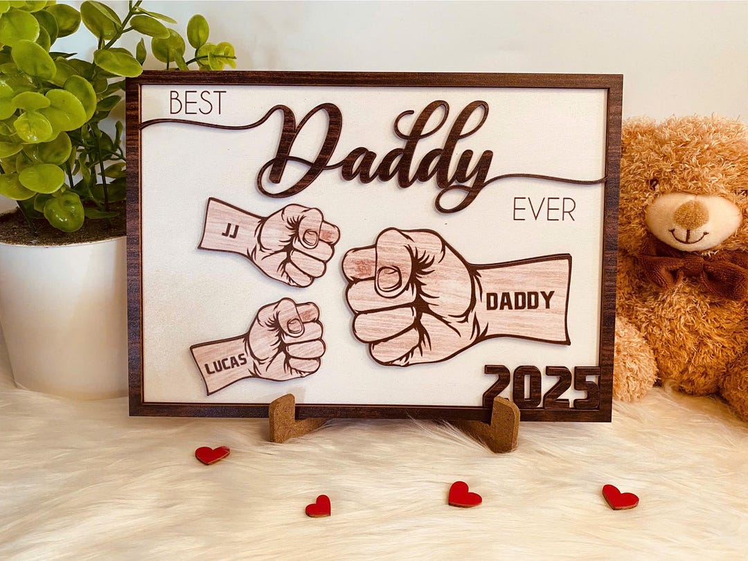 Personalized Fist Bump Dad and Kids Sign, Gift, Gift for Dad, Dad ...