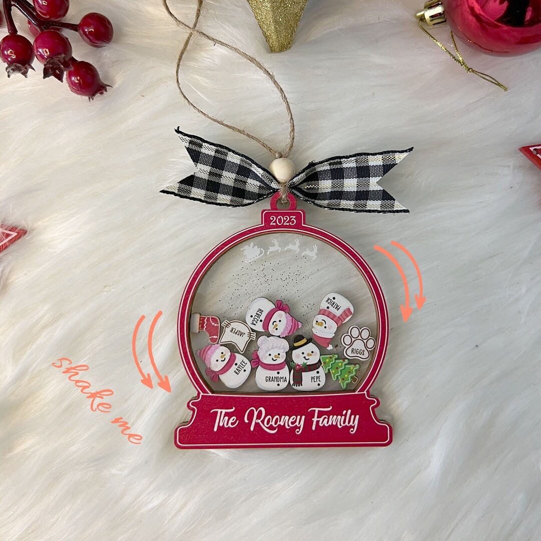Cute Red Snowman Family Christmas Ornament, Personalized Family ...