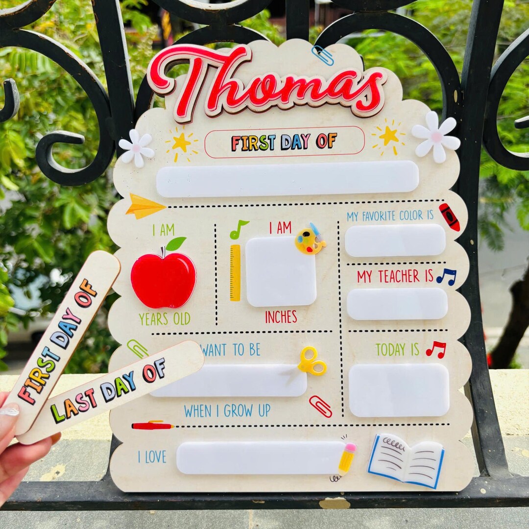 Personalized First Day of School Sign, First Day of Kindergarten Sign ...