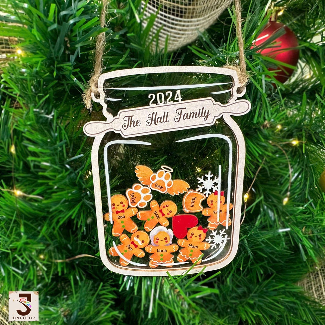 Personalized Gingerbread Mason Jar Christmas Ornament, Custom Family ...