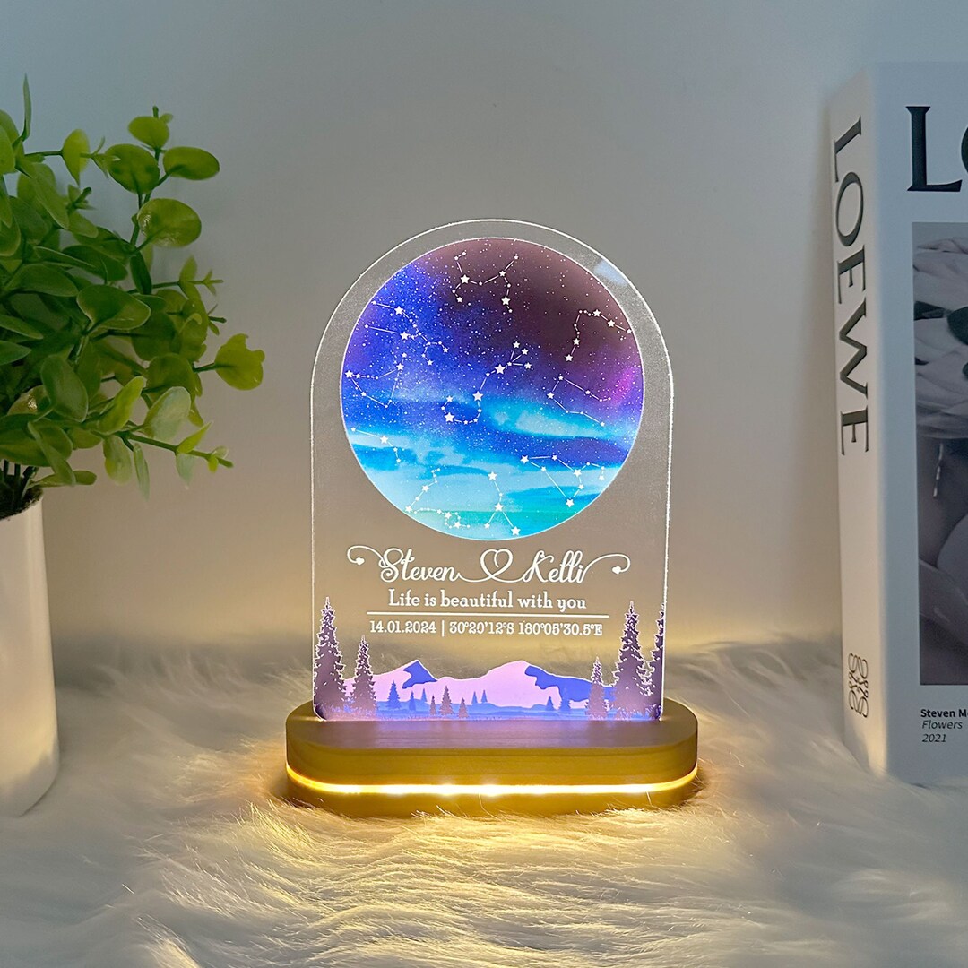 Personalized Constellation Chart Lamp, Custom Star Map on Night Light ...