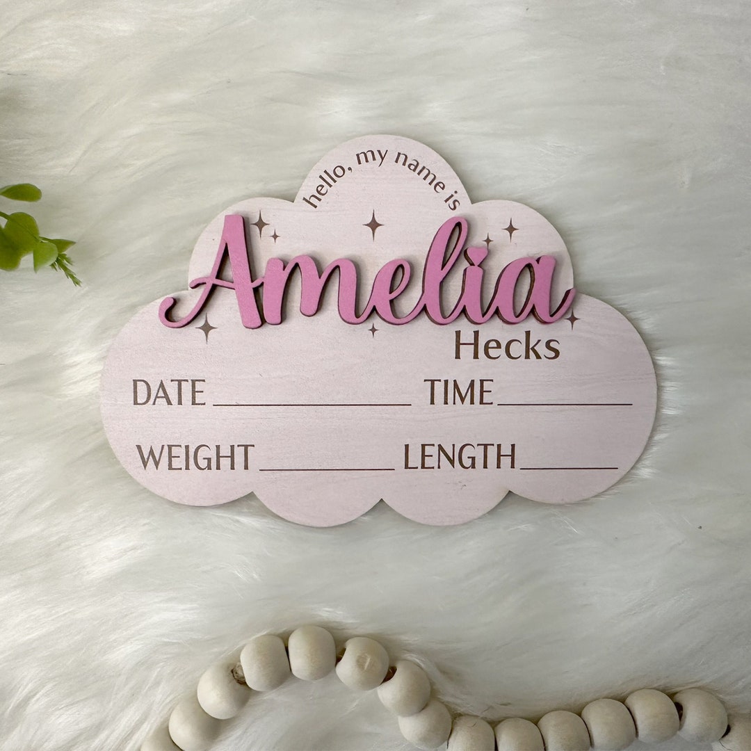Personalized Baby Name Sign, Announcement Hello My Name Sign, Custom 3D ...