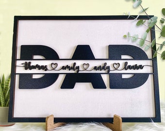 DAD We Love You Sign With Kids Names, Personalized Dad Sign, Sign With ...