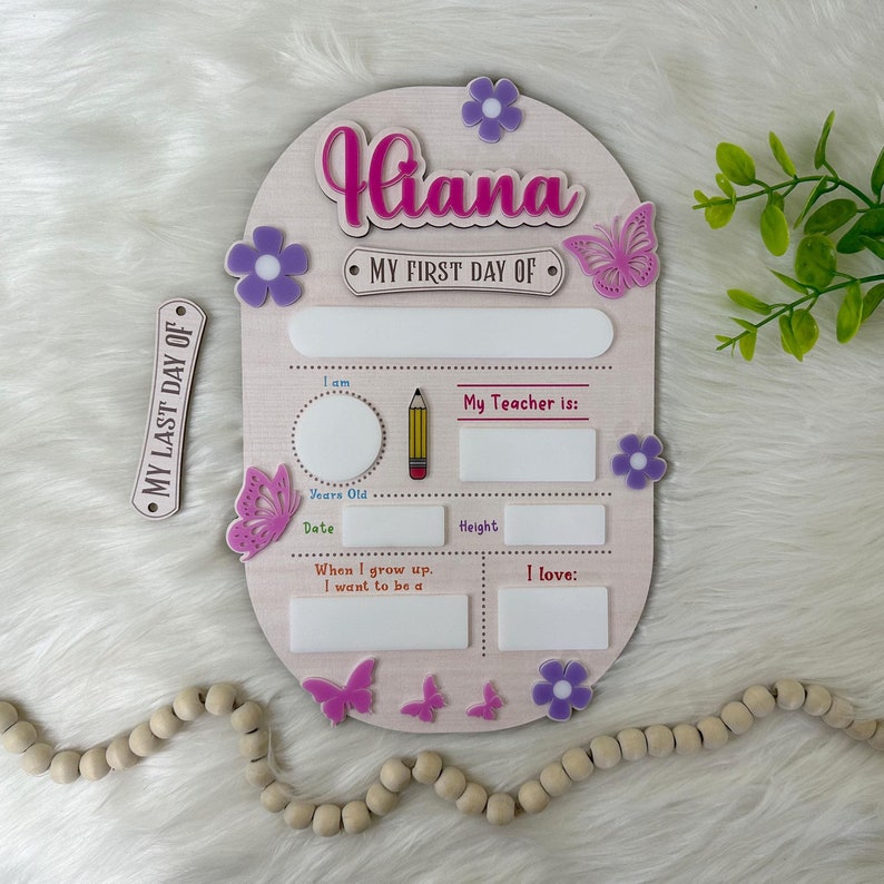 Personalized First Day of School Sign With Butterfly, First Day of ...