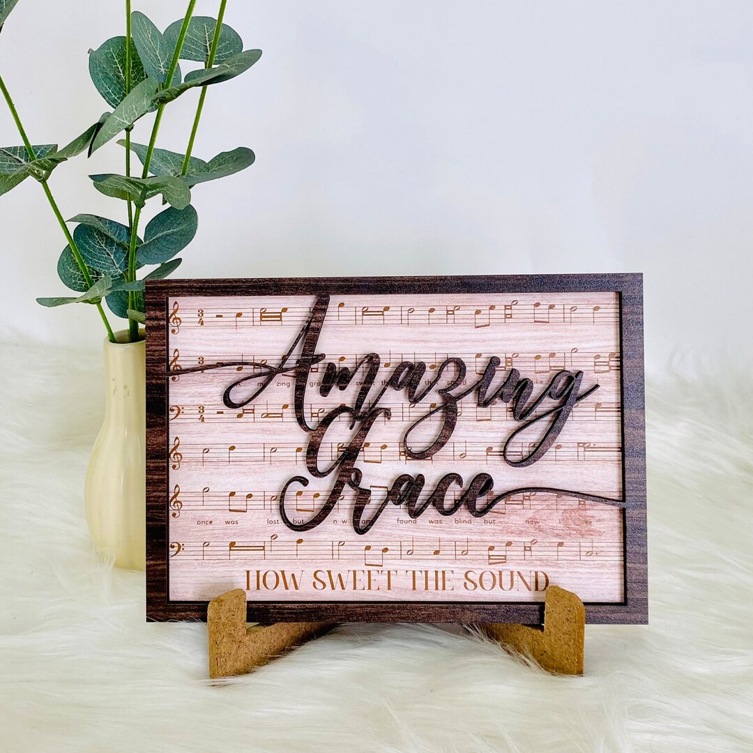 Amazing Grace Song Lyrics Christian Wood Sign, Amazing Grace Sign ...