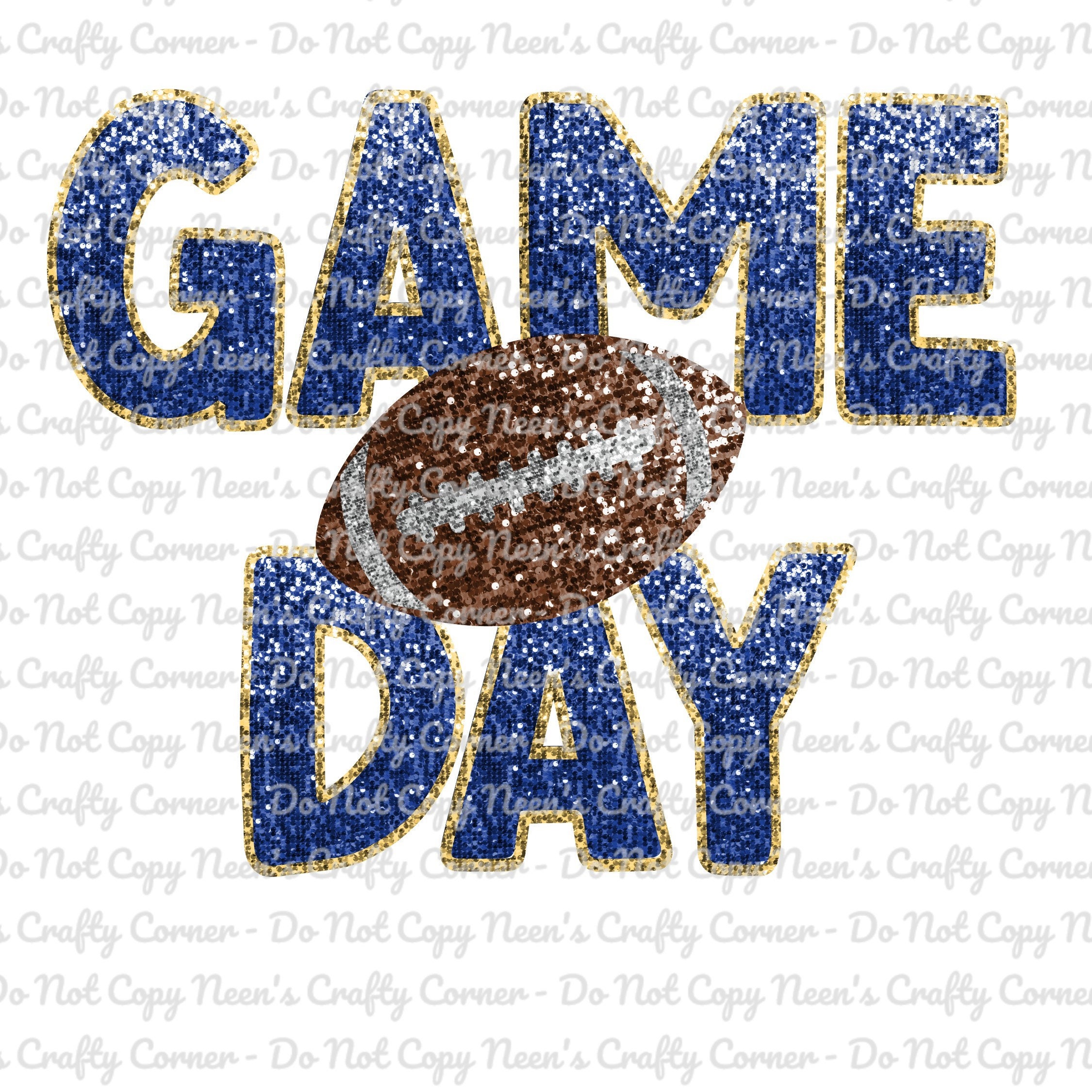 Game Day Blue and Gold Digital Download Sequin PNG - Etsy