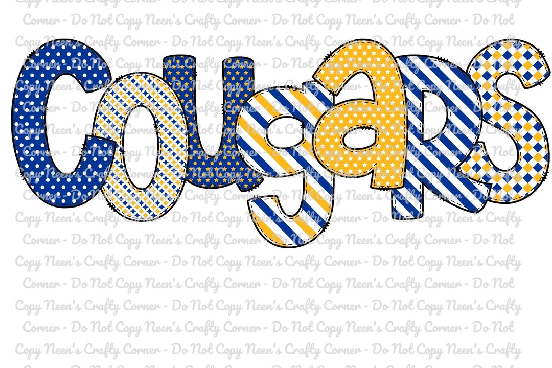 Cougars School Mascot Blue & Gold - Etsy