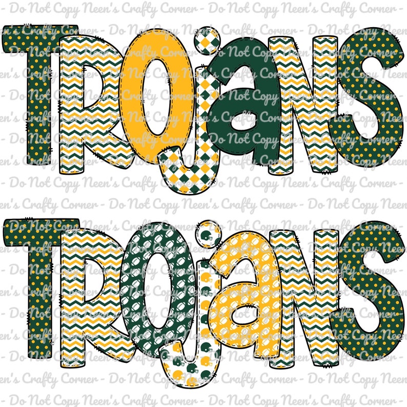 Trojans, Green & Gold, CLHS, Football Spirit - Etsy