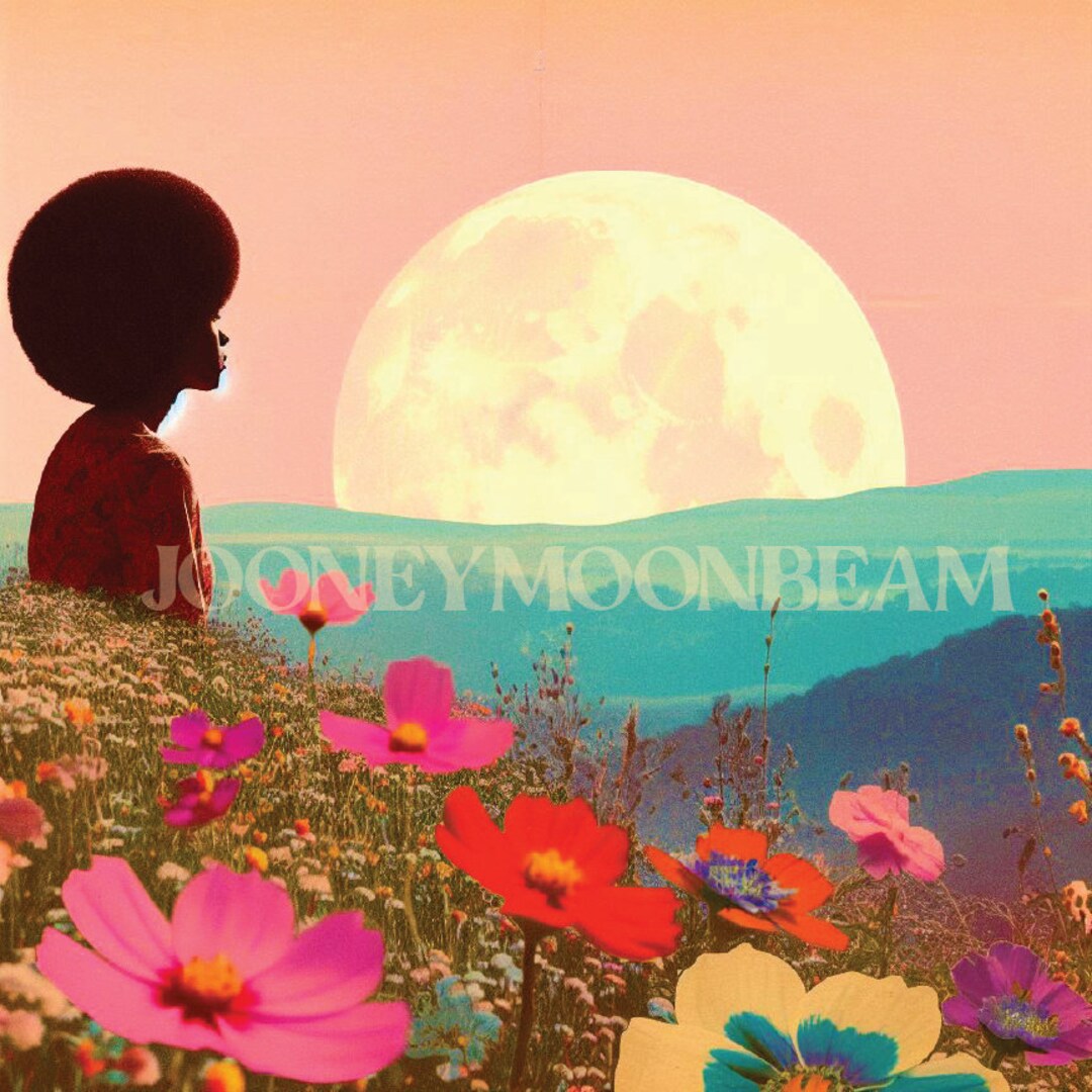 Moon Gazer Mystical Lunar Art Print Celestial Moon and - Etsy