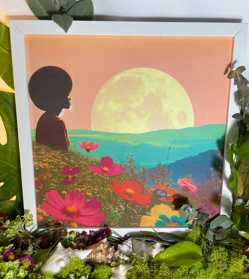 Moon Gazer Mystical Lunar Art Print Celestial Moon and - Etsy