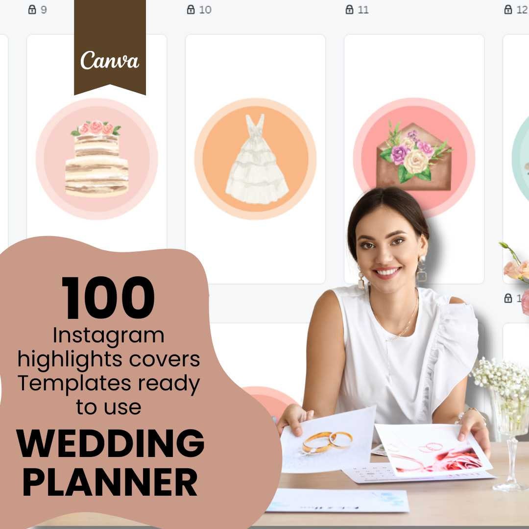 100 Editable Instagram Highlight Covers for Wedding Planners Watercolor ...
