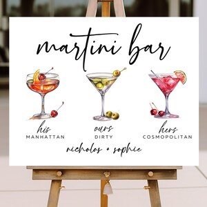 Custom PRINTED or DIGITAL Signature Cocktail Drinks Martini Bar Sign ...