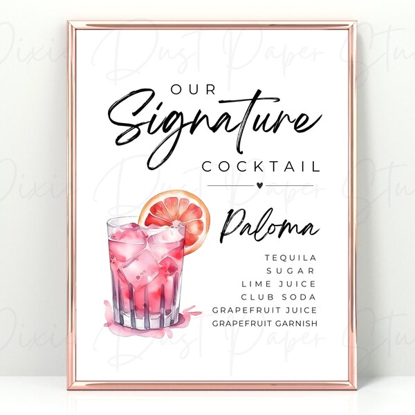 Paloma Cocktail Sign - Etsy